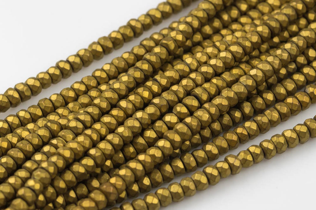 Matt Gold Hematite. Natural Pyrite Color. Facted Roundel 3-4mm - Etsy