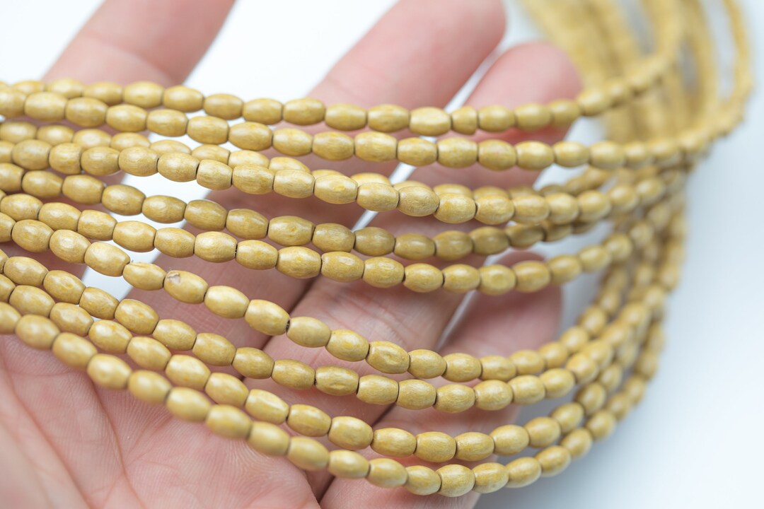 Natural 2 Strands Wood Beads - Barrels - Light Tan Color - ~6x4mm - 2 ...