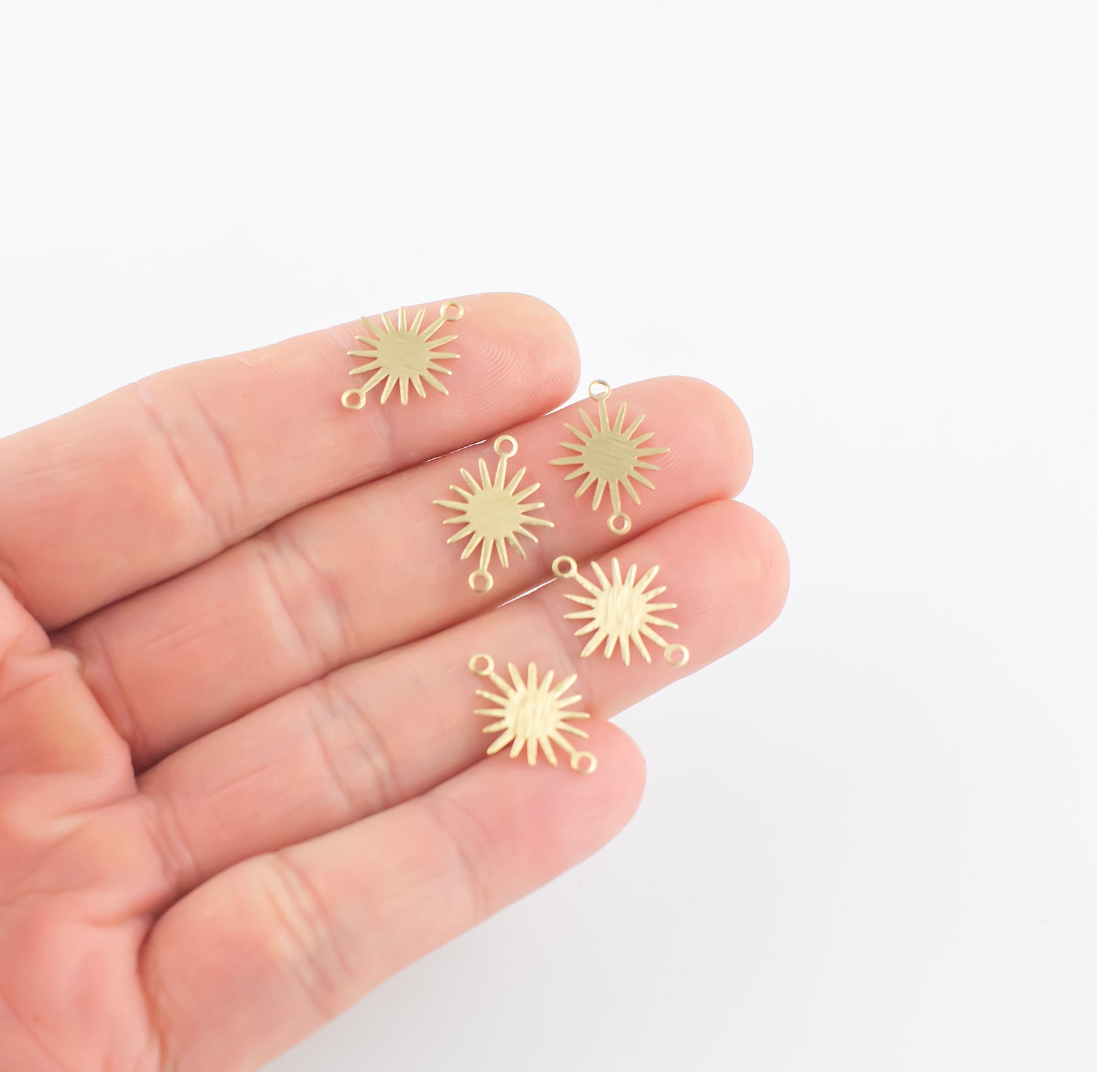 Sun Connector Solid BRASS- Connector- 13x18mm - Etsy