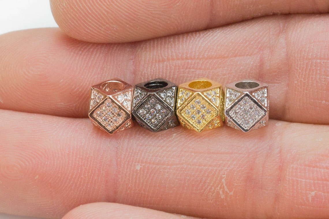 Hex Shape CZ Pave Bead 6mm to 7mm - Etsy