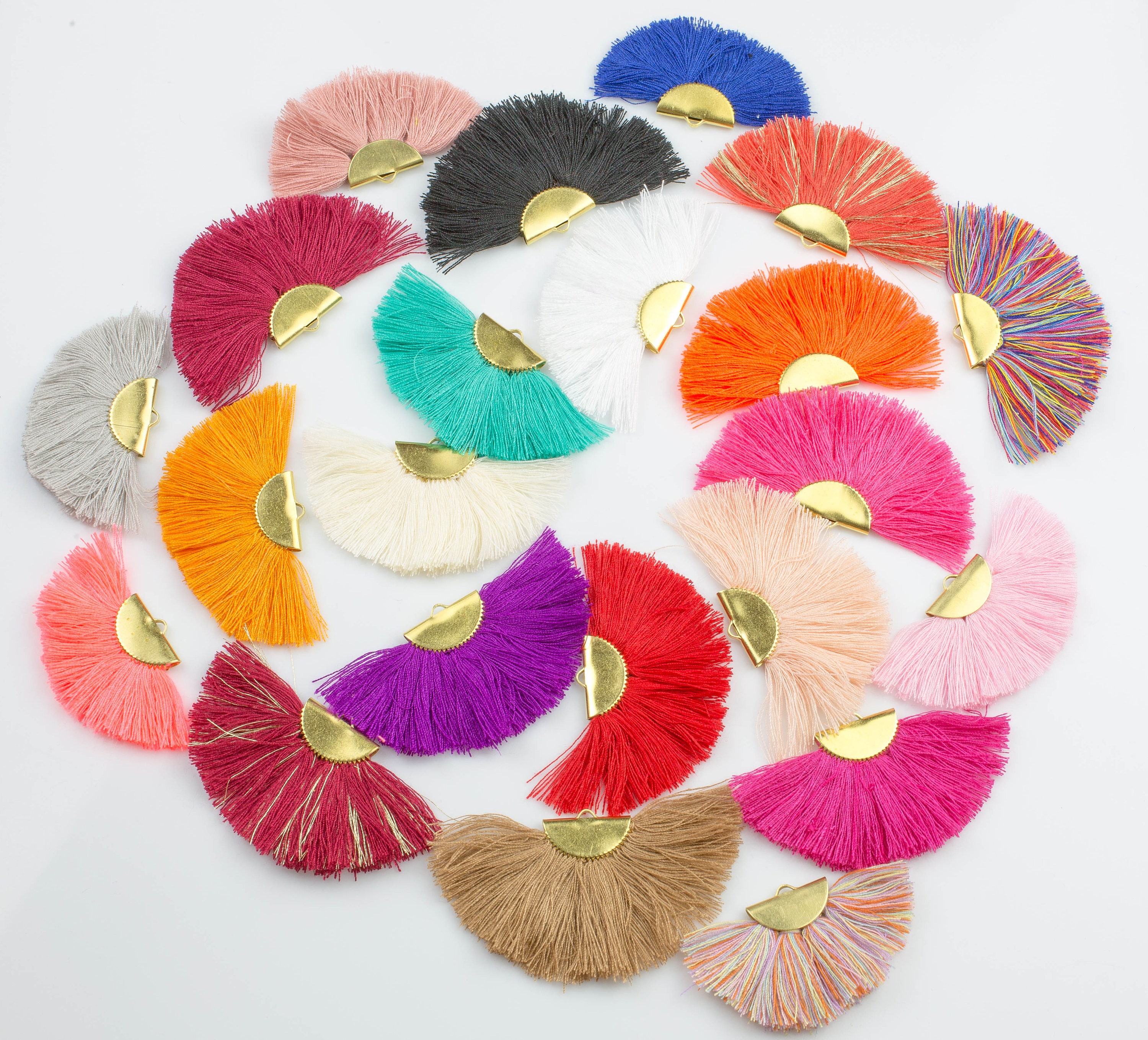 New Colors BEAUTIFUL Fan Tassels on Brass Findings. Perfect - Etsy
