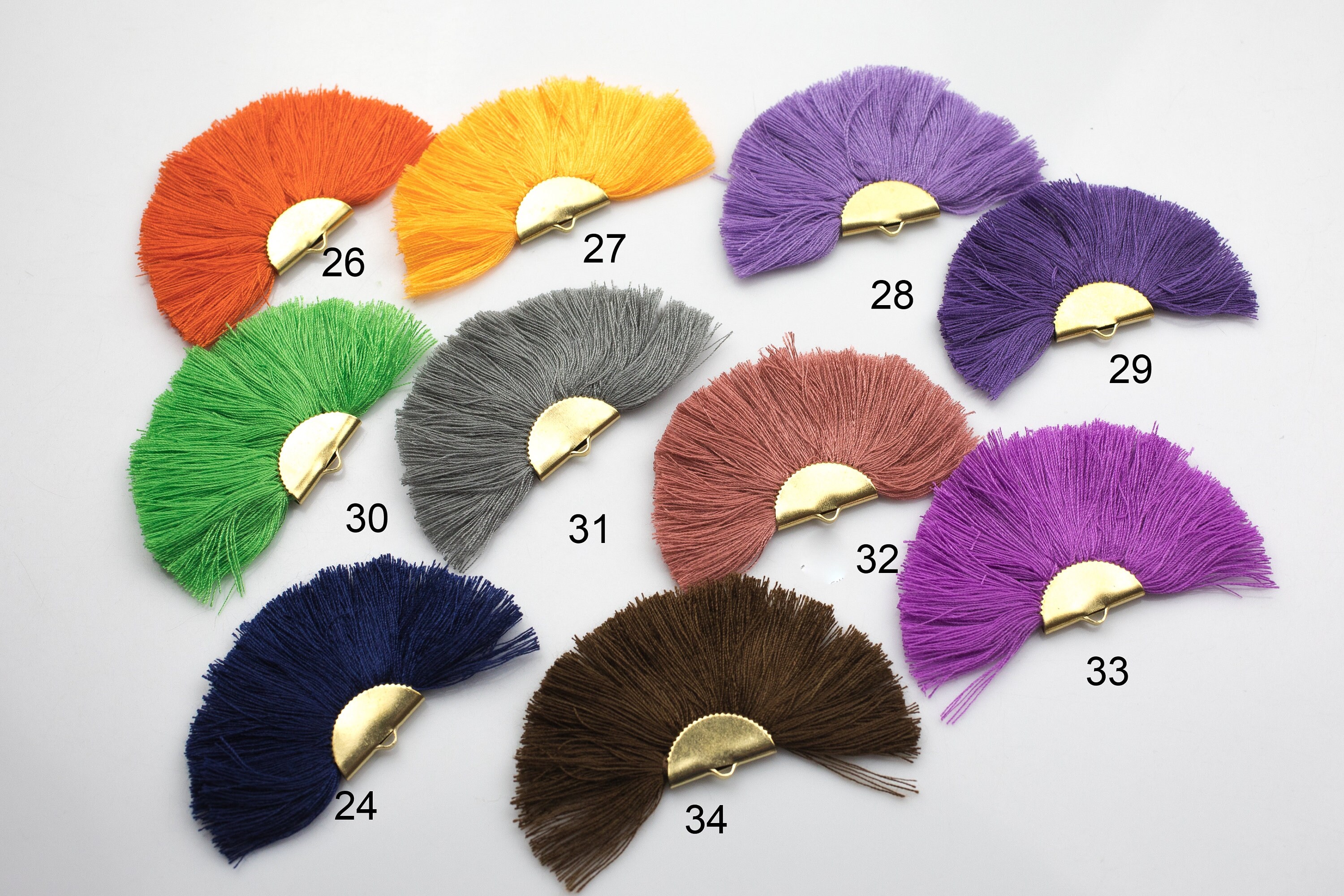 New Colors BEAUTIFUL Fan Tassels on Brass Findings. Perfect - Etsy