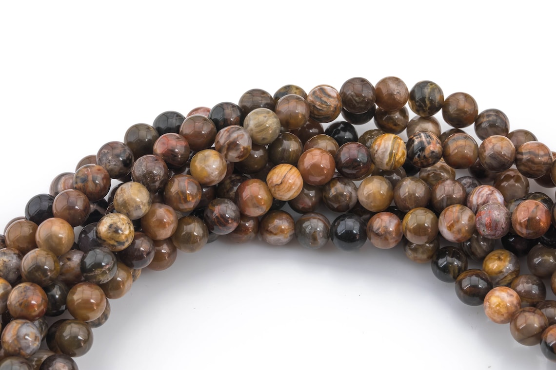 Natural African Petrified Wood Jasper Round High AAA Quality 6mm 8mm ...