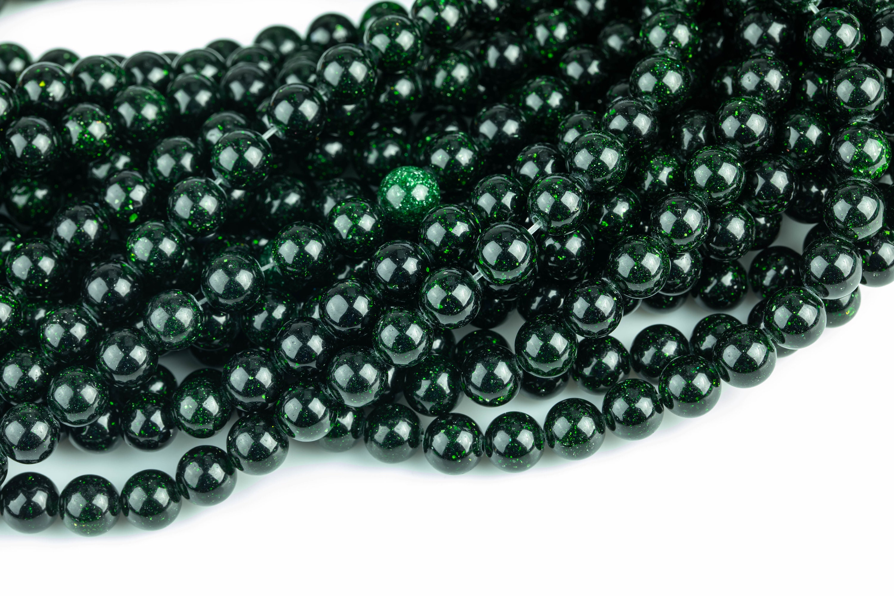 Green Goldstone Sandstone Grade AAA Round Beads. Full 15.5 | Etsy