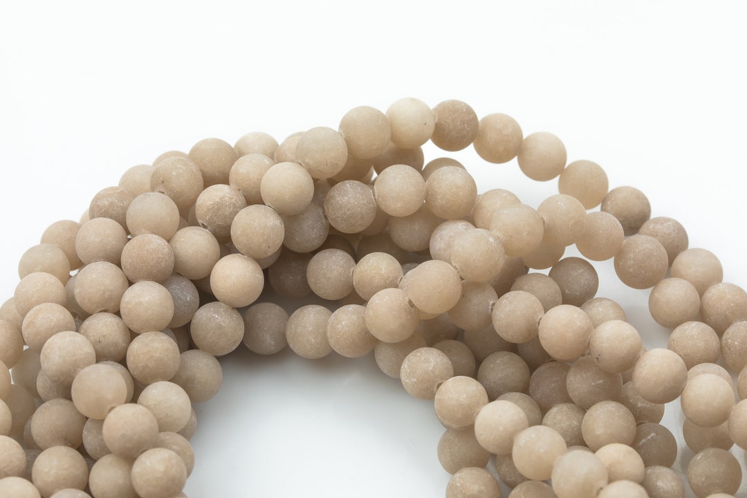 Light Latte Coffee Jade Matte Round Beads 6mm 8mm 10mm - Single or Bulk ...