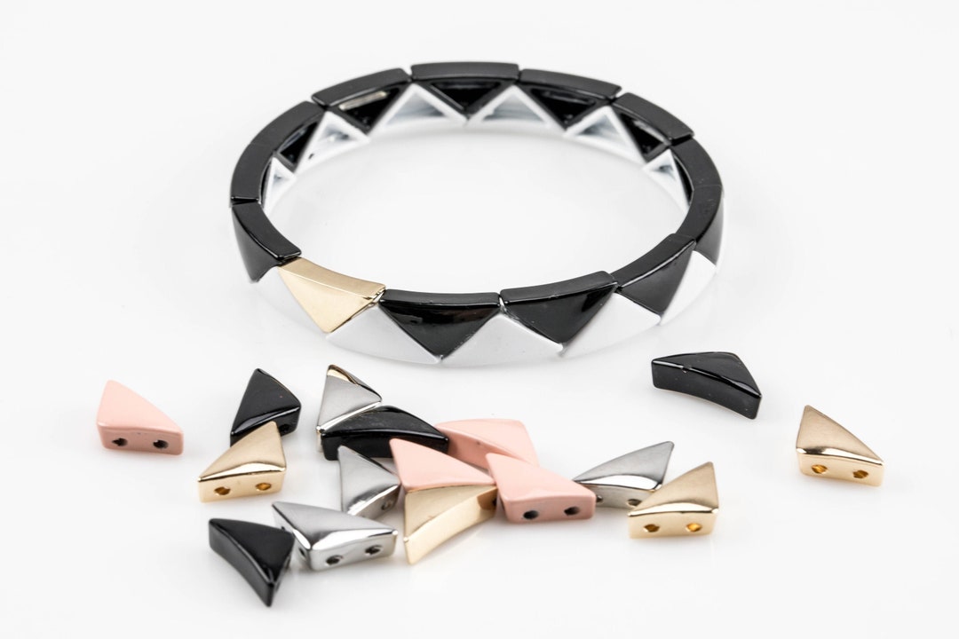 Enamel Beads, Triangular 2-hole Beads for Bracelets, Trendy Jewelry ...