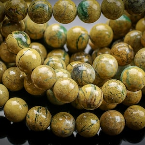 Natural 8mm/10mm Green Line Jasper, High Quality in Round - Full Strand ...