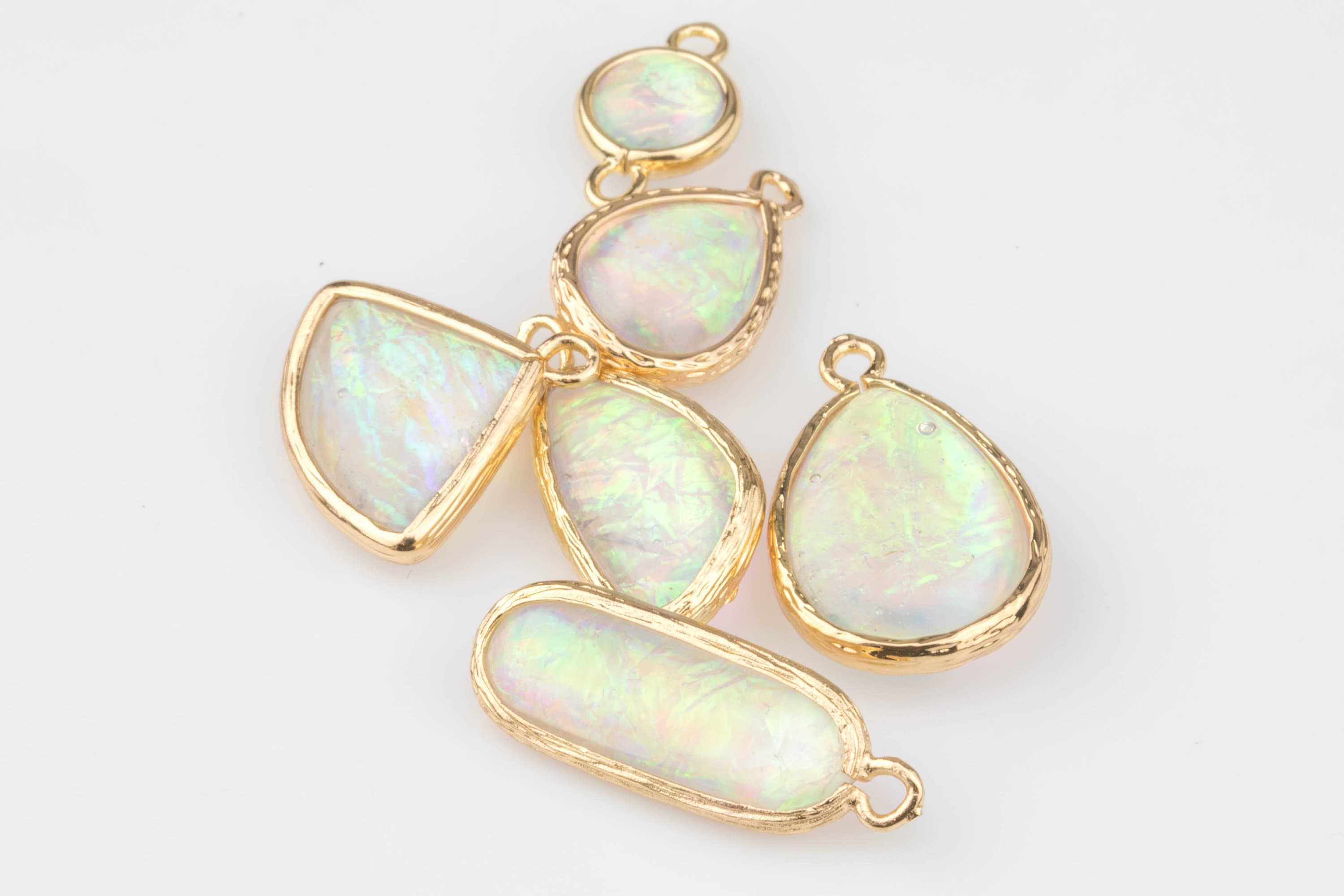 Opalescent Opal Charms Assorted Shapes and Size 2 Pieces per - Etsy