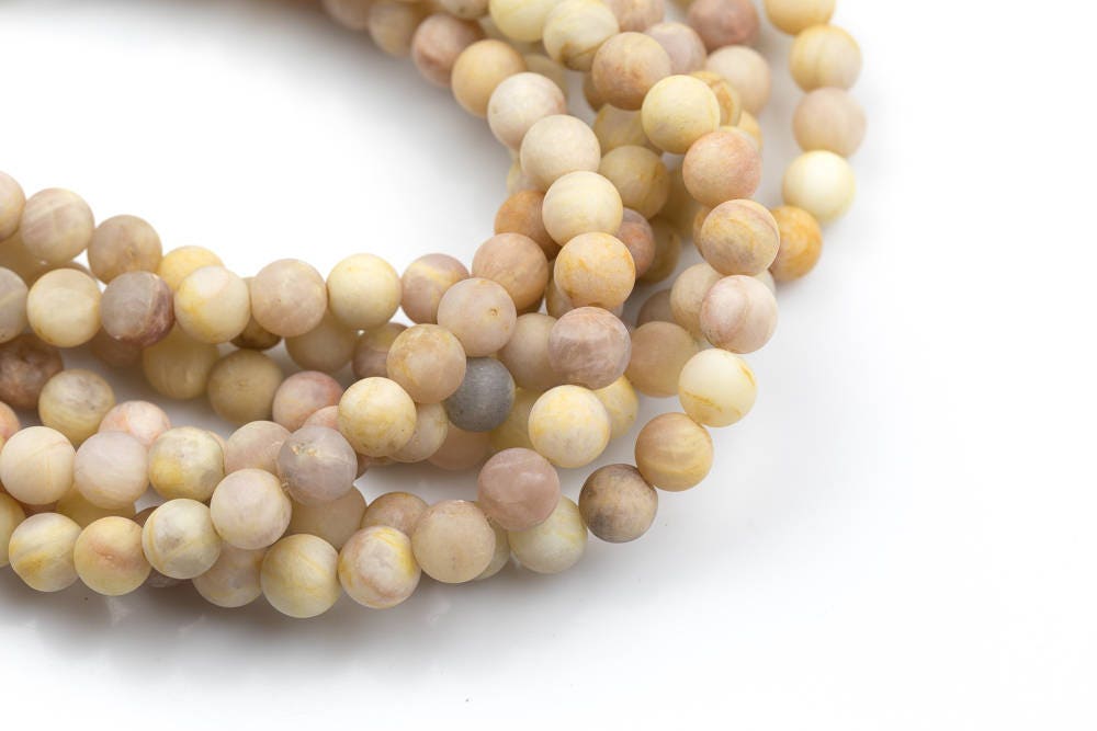 Natural Yellow Moonstone / Sunstone Matte Round Beads. A - Etsy