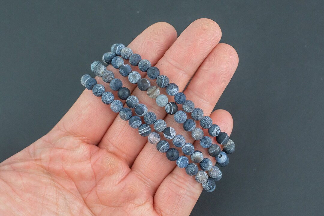 Matte Banded Quartz Druzy Size 6mm and 8mm- Handmade in USA- Approx. 7 ...