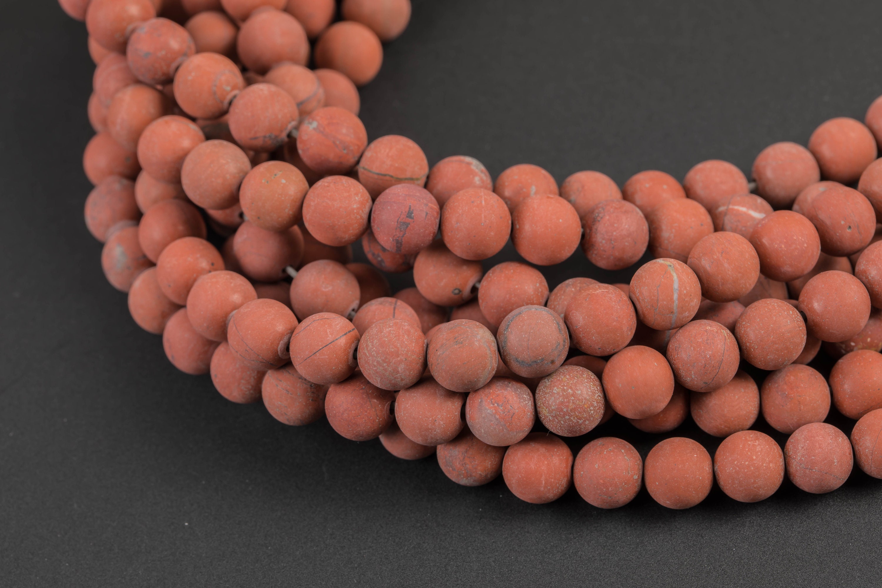 Natural Red Jasper, High Quality in Matte Round,-full Strand 15.5 Inch ...