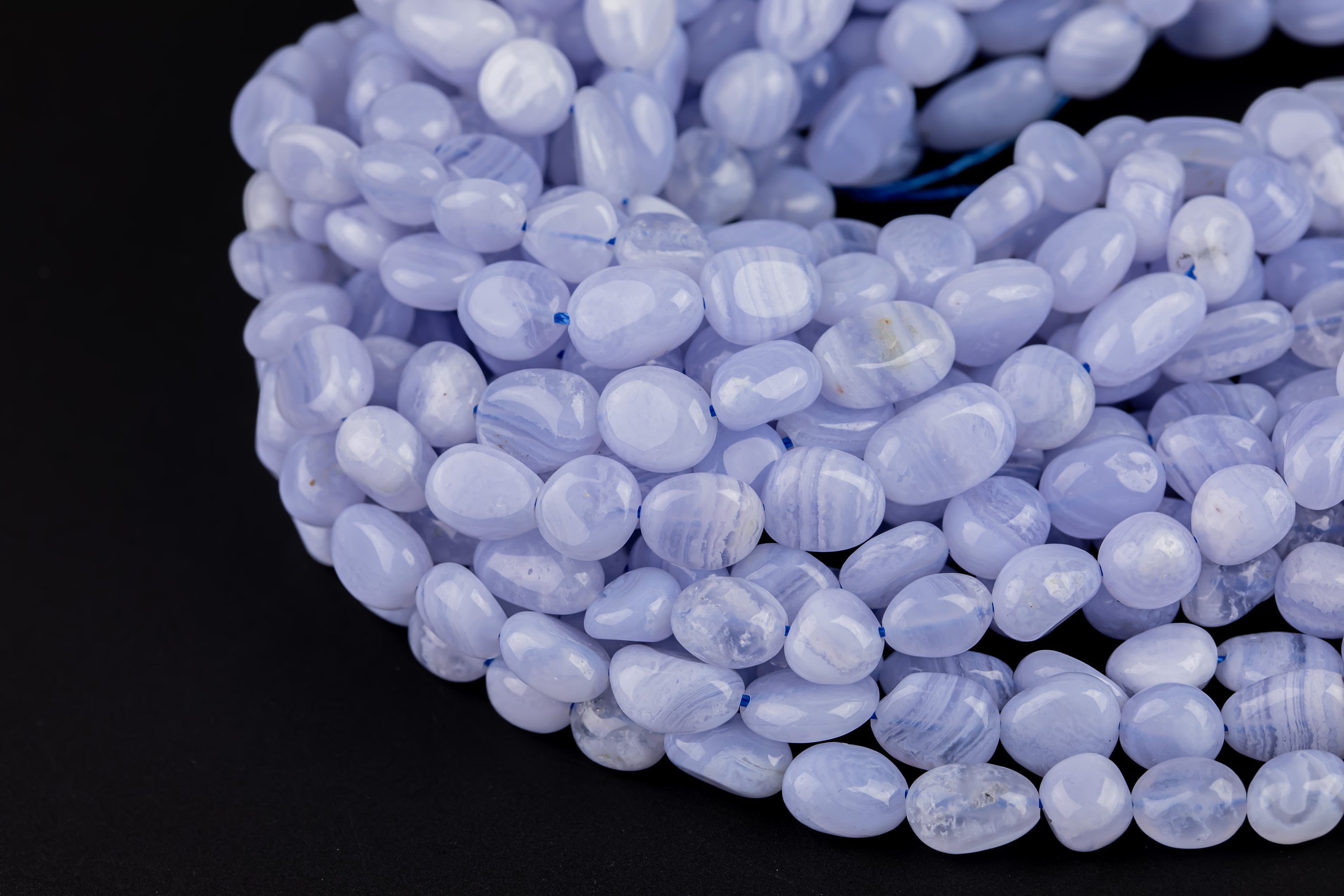 Natural Blue Laced Agate Nuggets Beads -16 Inch Strand - Wholesale ...