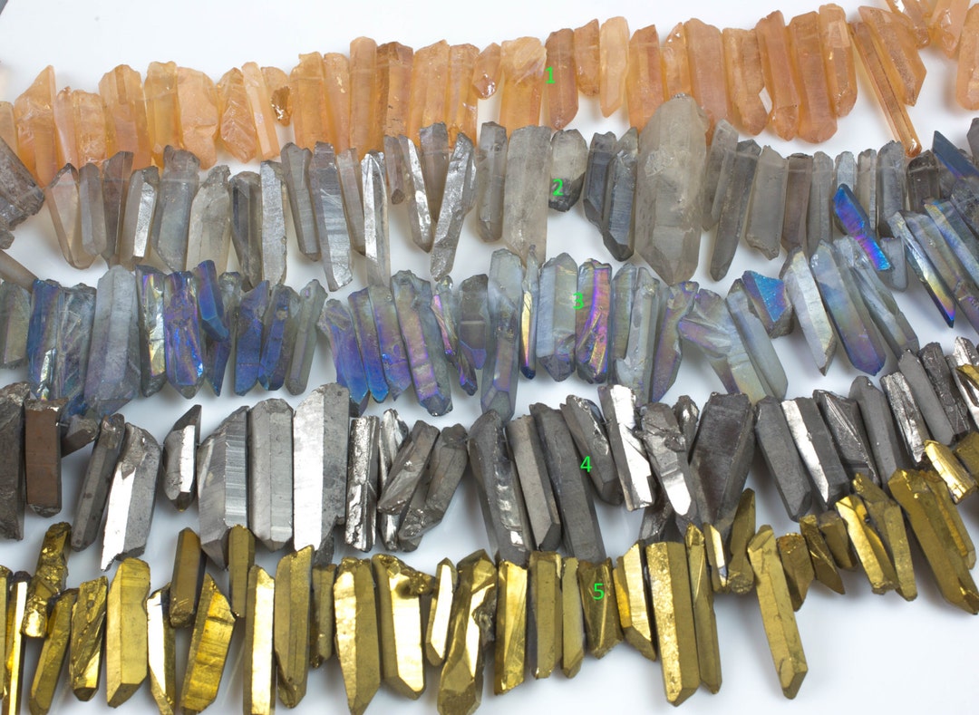 Natural Titanium Plated Brazilian Quartz Freeform Pieces, Slightly ...