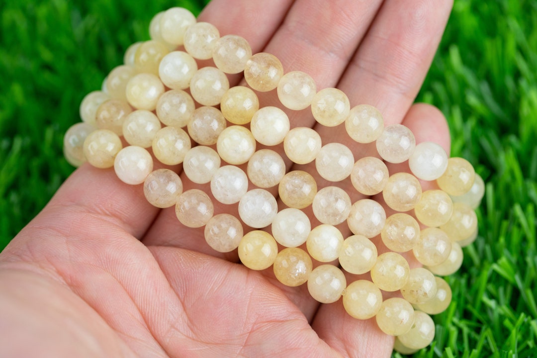Yellow Calcite 8mm Round Stretchy String Oval Bracelet Natural Crystal ...