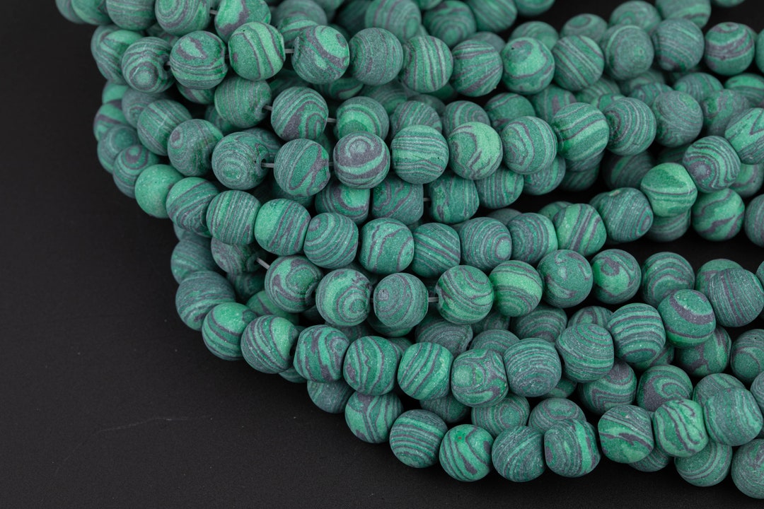 Natural Reconstituted Malachite Matte Round Sizes 6mm, 8mm, 10mm, 12mm ...