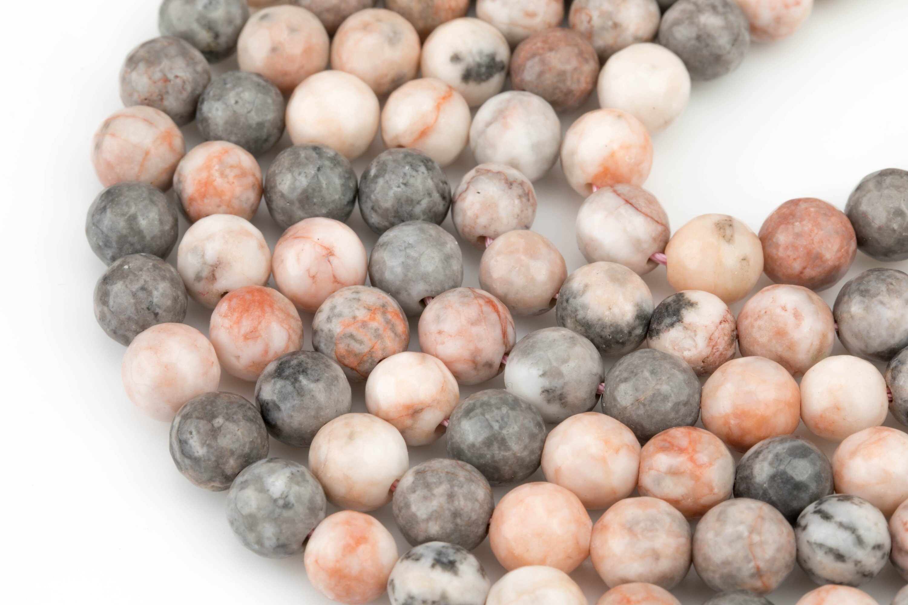 Natural Light Pink Zebra Jasper Beads Grade AAA Faceted Round- 4mm, 6mm ...
