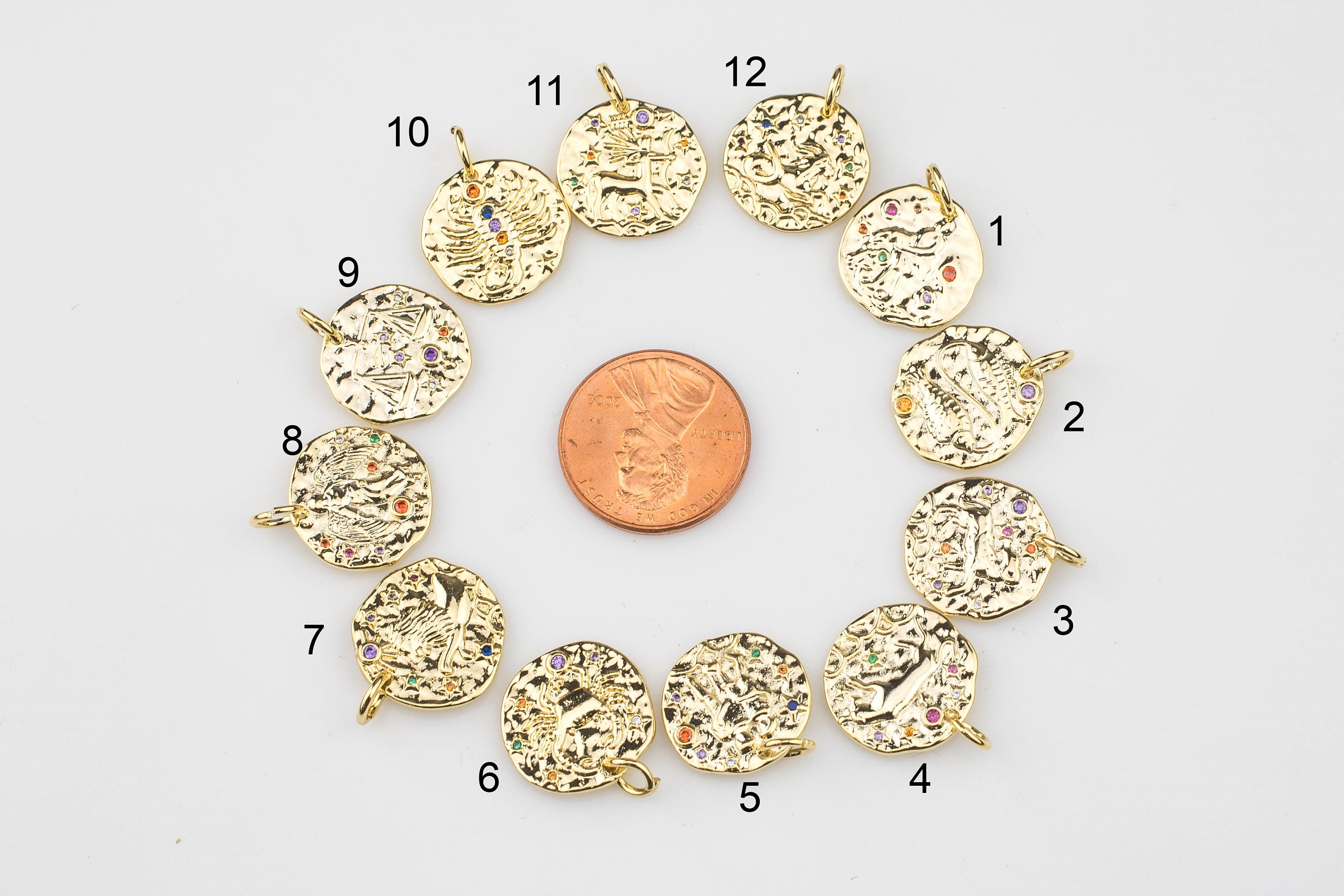 Dainty 18K Gold Zodiac Horoscope Sign Medallion Pendant - Etsy