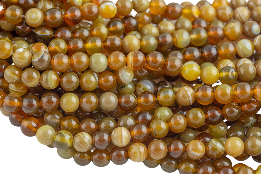 Tan Smooth Banded Agate- High Quality in Smooth Round- 8mm- Top Quality ...