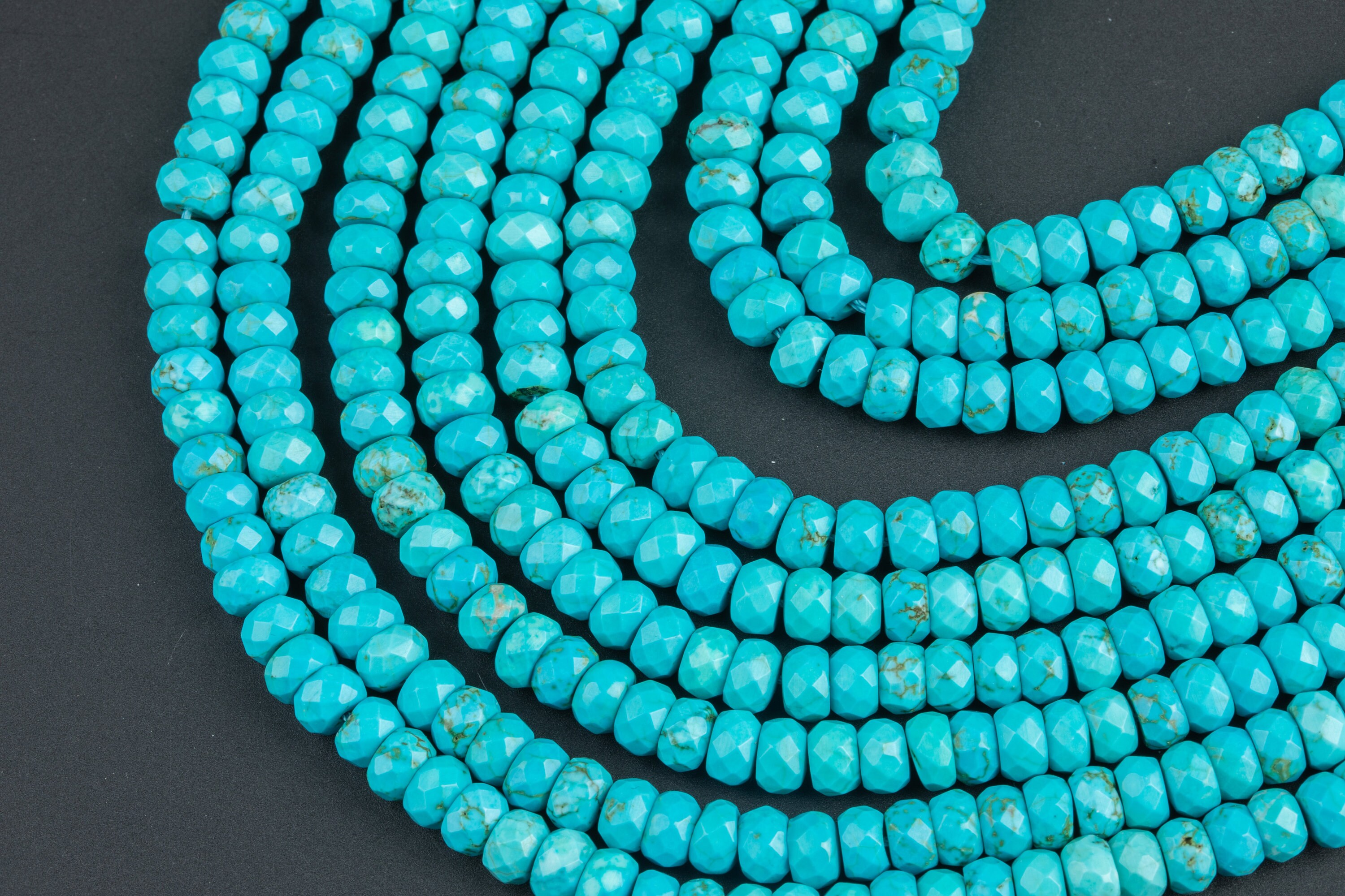 Natural Blue Turquoise, High Quality in Faceted Roundel 6mm Gemstone ...