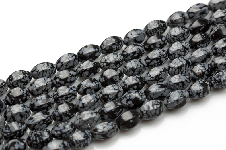 Natural Snowflake Obsidian- Lantern Shape- 10*14mm-28 Pieces- Special ...