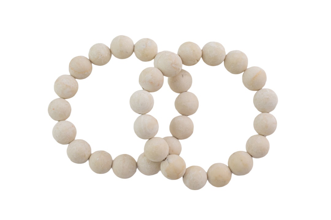 Natural Riverstone Fossil Coral Jasper Matte Round Size 6mm and 8mm ...