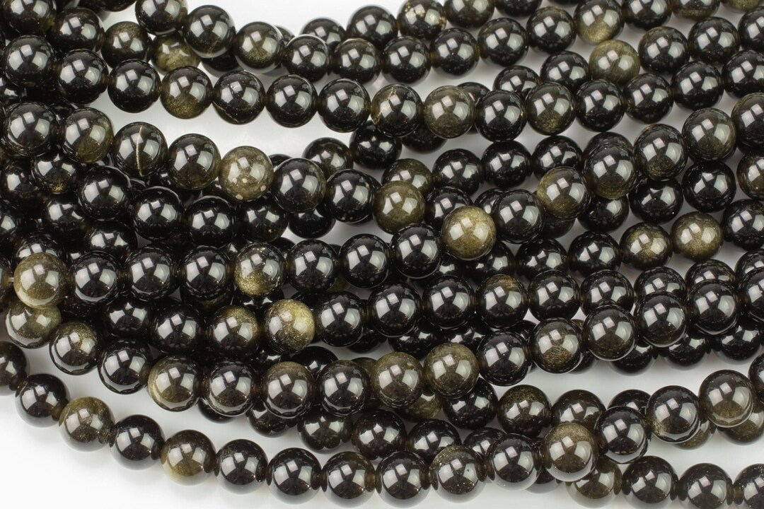Natural Golden Obsidian Smooth Beads 4mm 6mm 8mm 10mm AAA High Quality ...