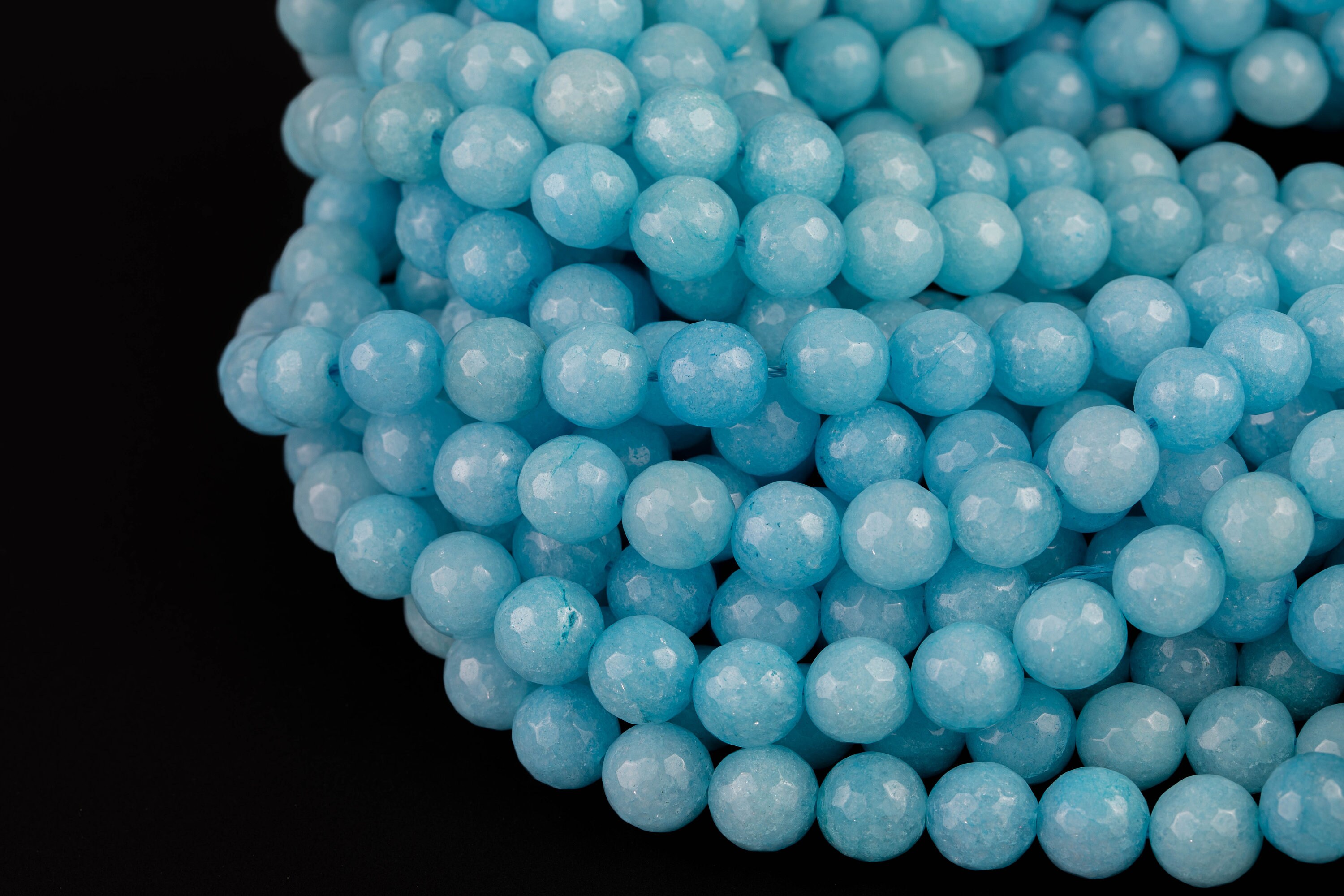 Aquamarine- JADE Faceted Round -full Strand 15.5 Inch Strand, 4mm, 6mm ...