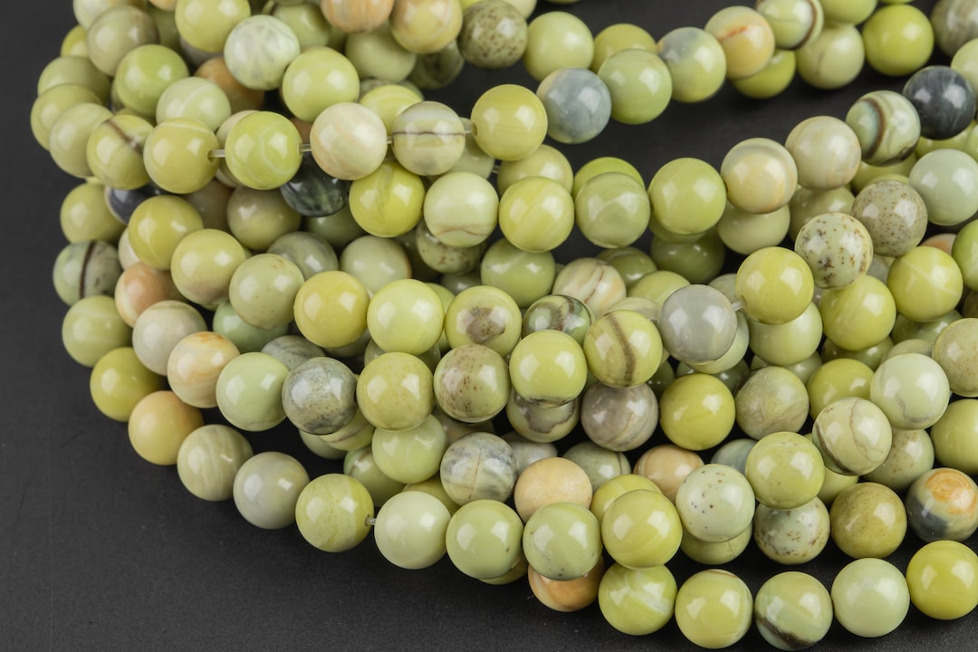Natural Lemon Jasper Round Sizes, 4mm, 6mm, 8mm, 10mm, 12mm - in Full ...