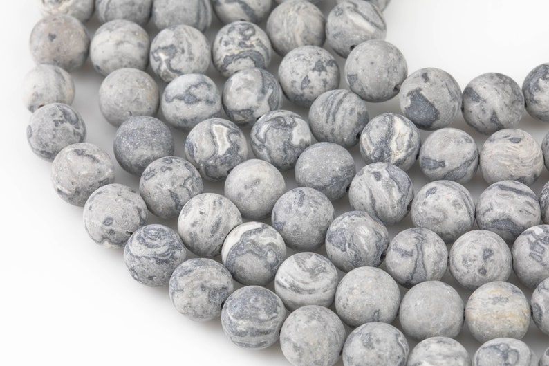 Natural Matte Gray Picasso Jasper Beads Grade AAA 6mm 8mm 10mm | Etsy