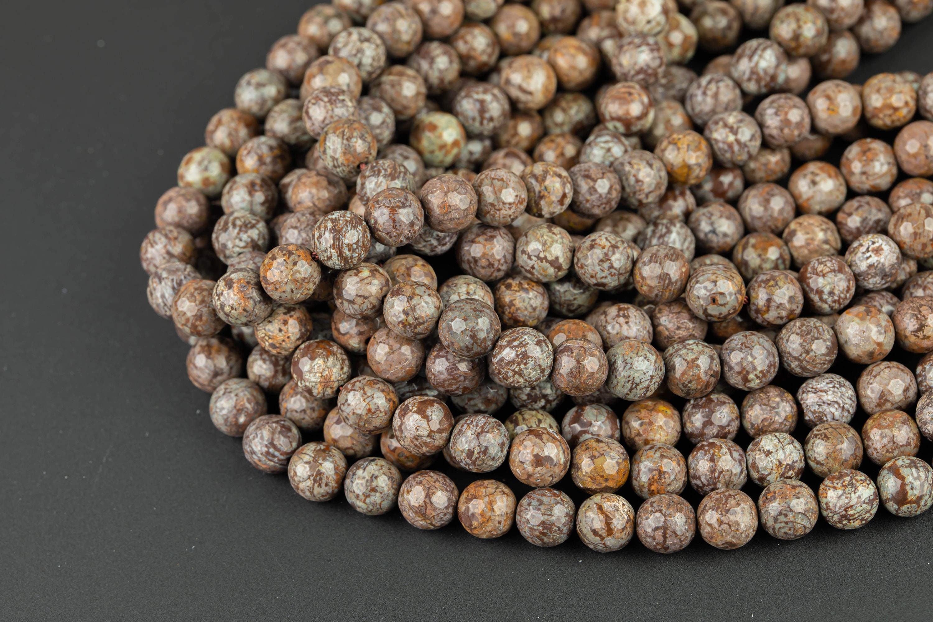 Natural Red Snow Jasper, High Quality in Faceted Round, 4mm, 6mm, 8mm ...
