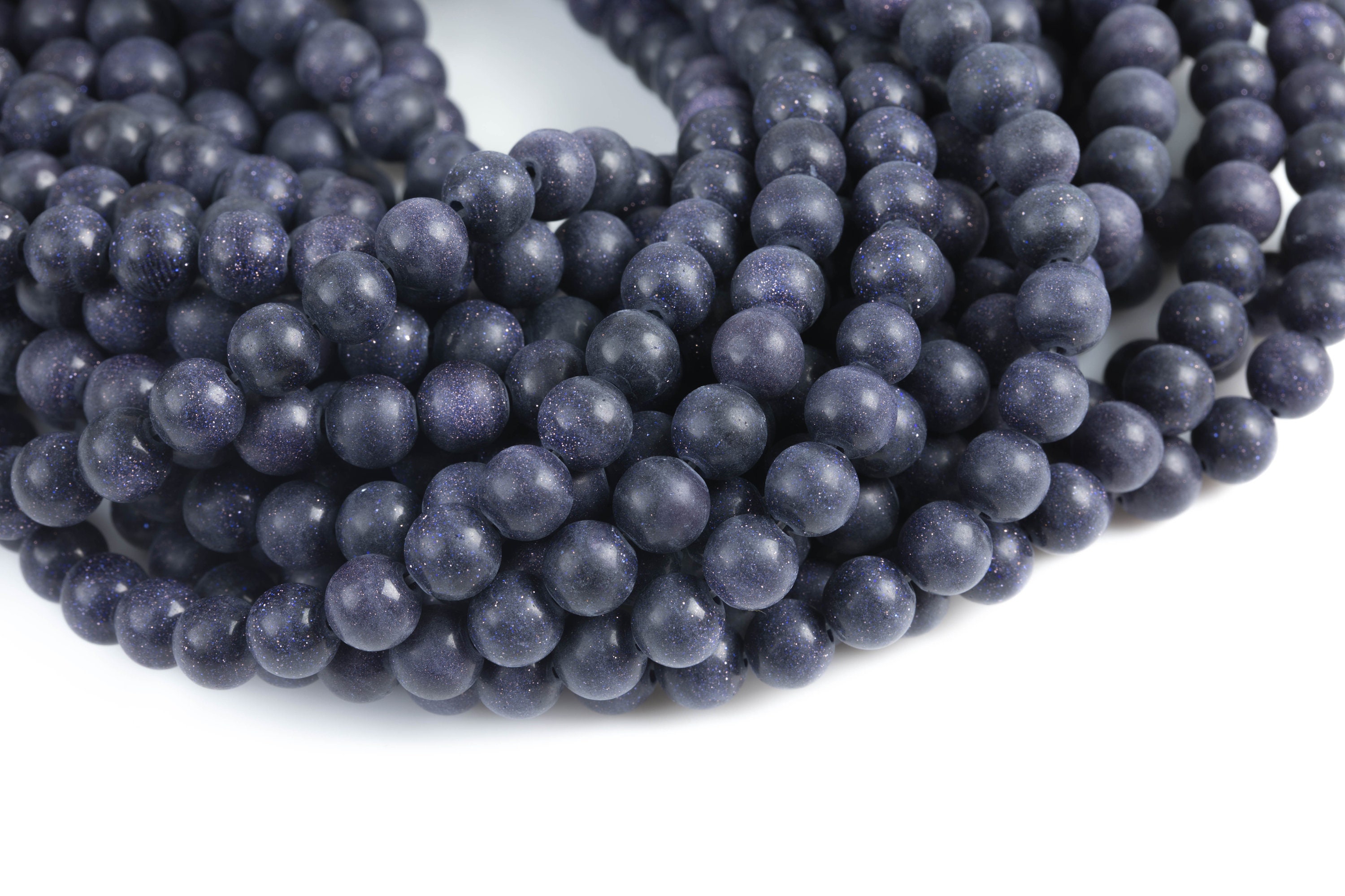 Natural Blue Sandstone Grade AAA Round Matte Beads. Full 15.5 Inch ...