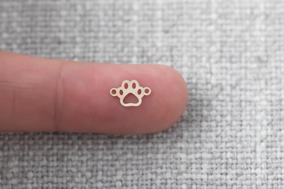 2 Pcs Dog Paw Connector 14K Gold Filled Sterling Silver Paw Print ...