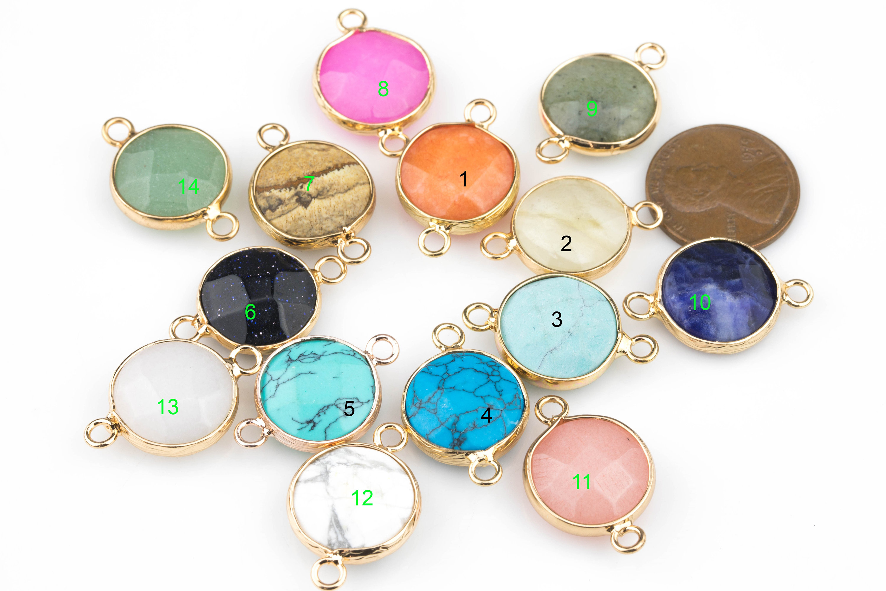 Gold Bezel Gemstone Coin 16mm 2 Pieces per Order Connector - Etsy