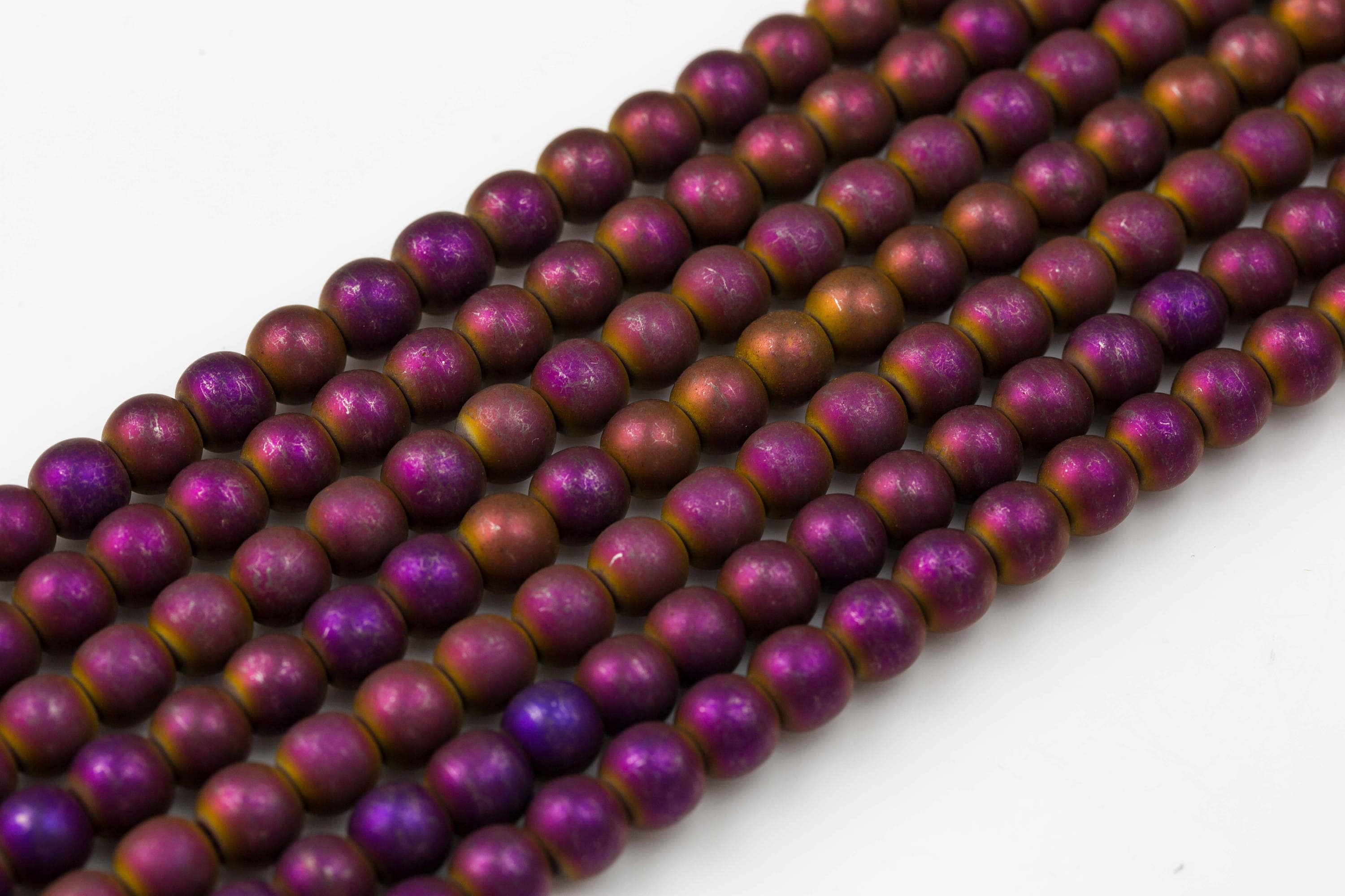 Mystic Matte Purple Metallic HEMATITE Beads. Round Smooth. - Etsy