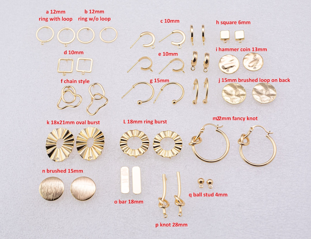 4pcs 14k Gold Earring Stud Findings Earrings Stud Findings Clip on ...