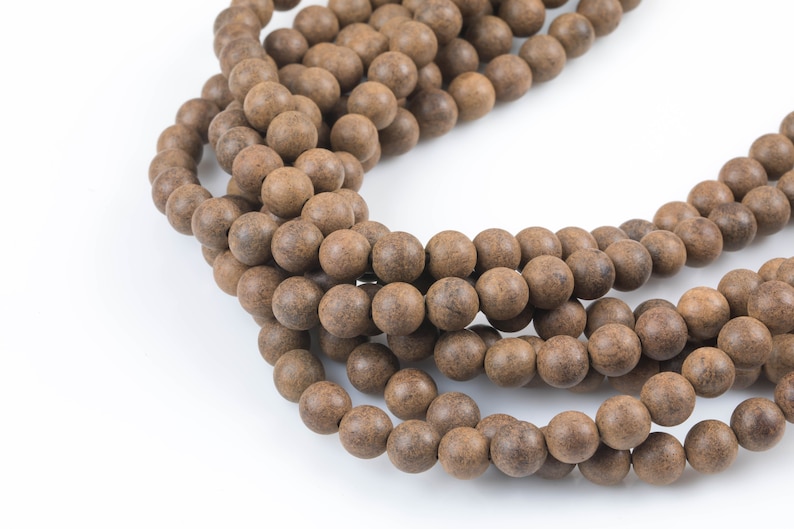 Natural Matte Brown Silk Wood. 6mm or 8mm or 10mm Round. Full Strand ...