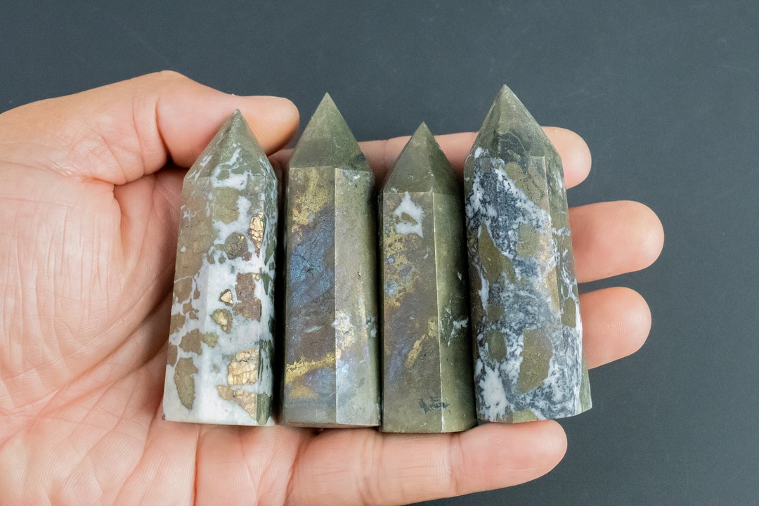 1 Pc Natural Pyrite Obelisk Tower Point Wand Healing Crystal - Etsy