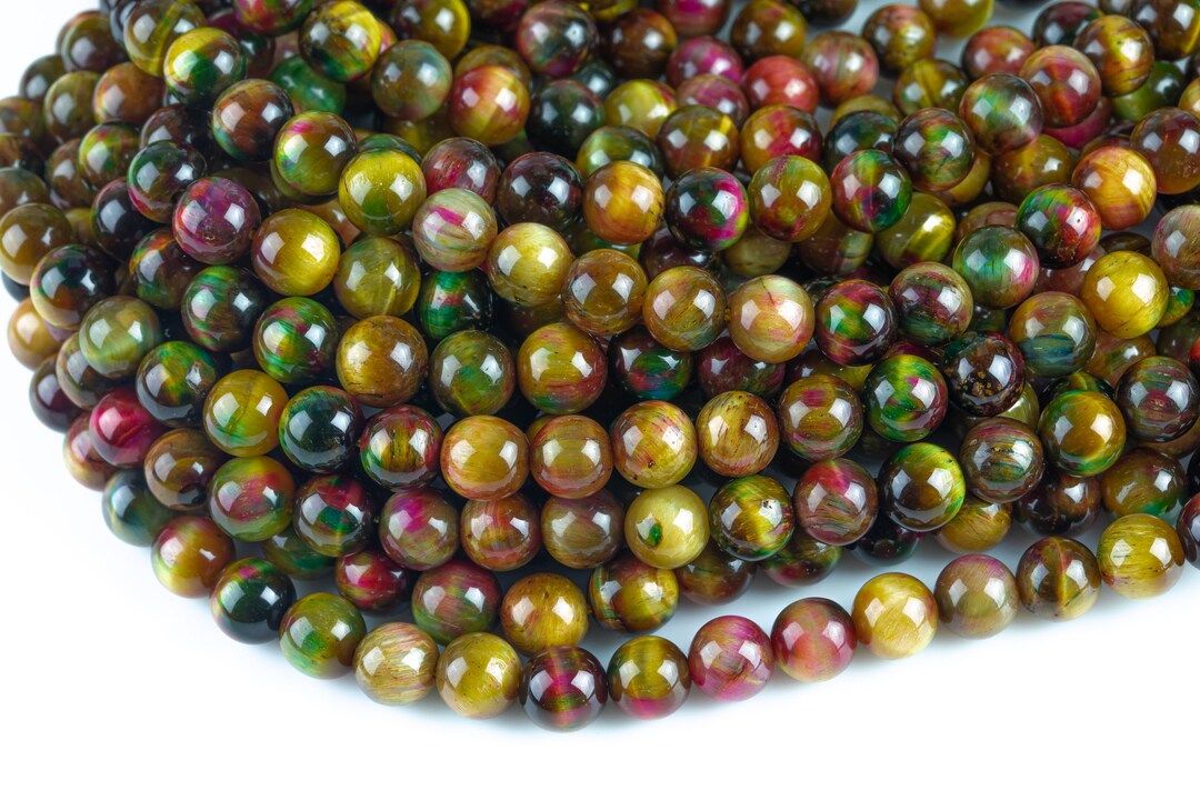 Natural Multi Tiger Eye. 4mm 6mm 8mm 10mm 12mm Round Bead . Blue Purple ...