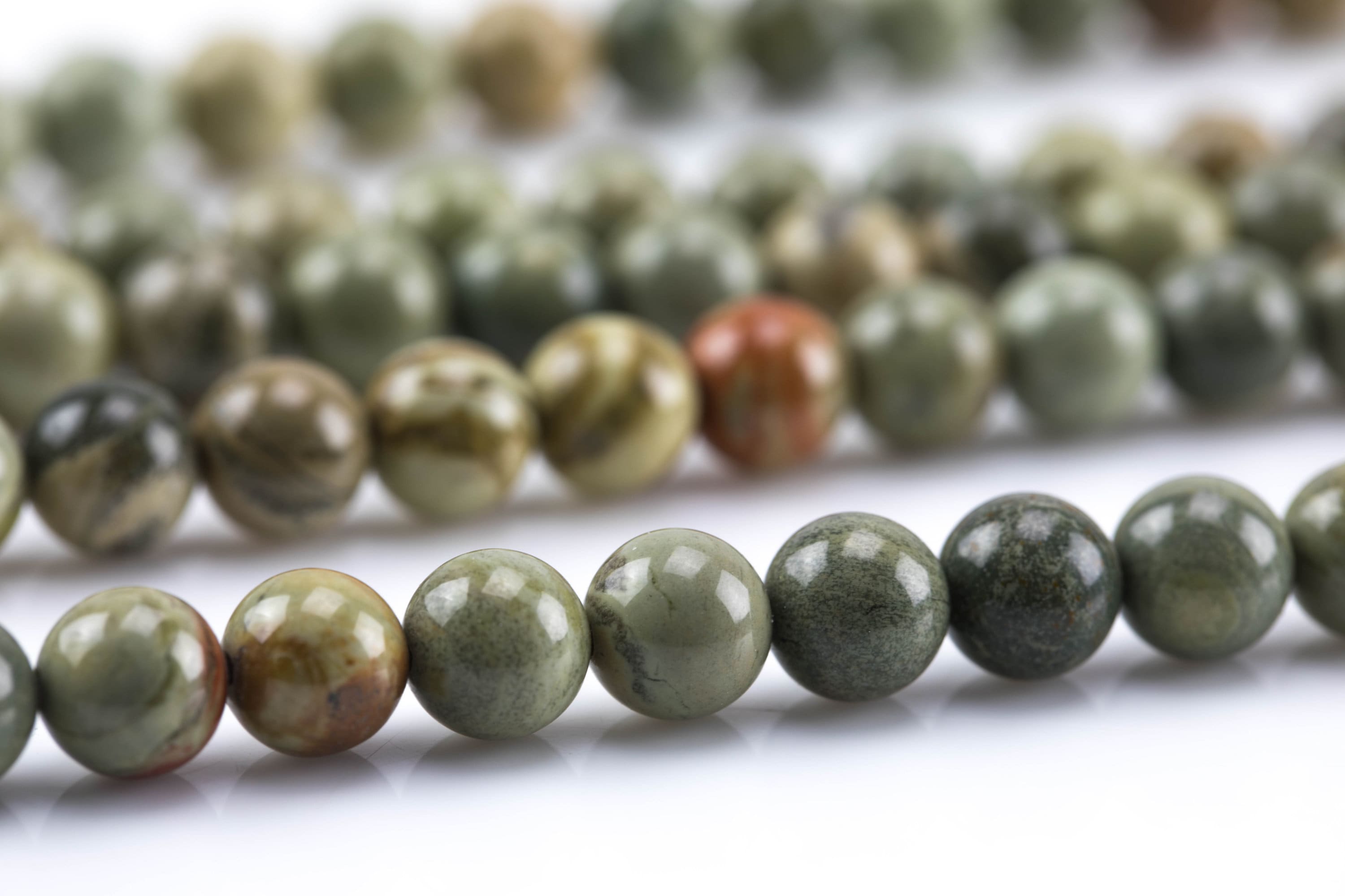 Natural Silver Leaf Jasper, High Quality in Round- 6mm, 8mm, 10mm, 12mm ...