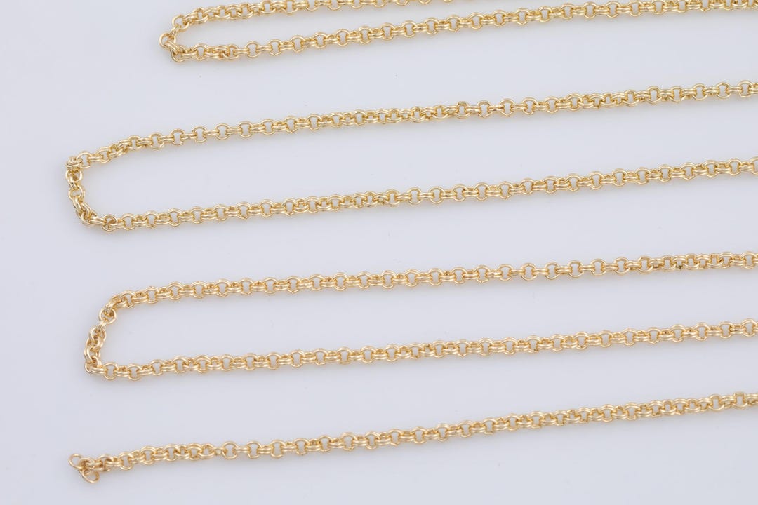 Double Rolo Chain 3mm 14K Gold PVD Ion Plated Tarnish Resistant Chain ...