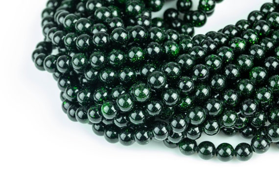 Green Goldstone Sandstone Grade AAA Round Beads. Full 15.5 | Etsy
