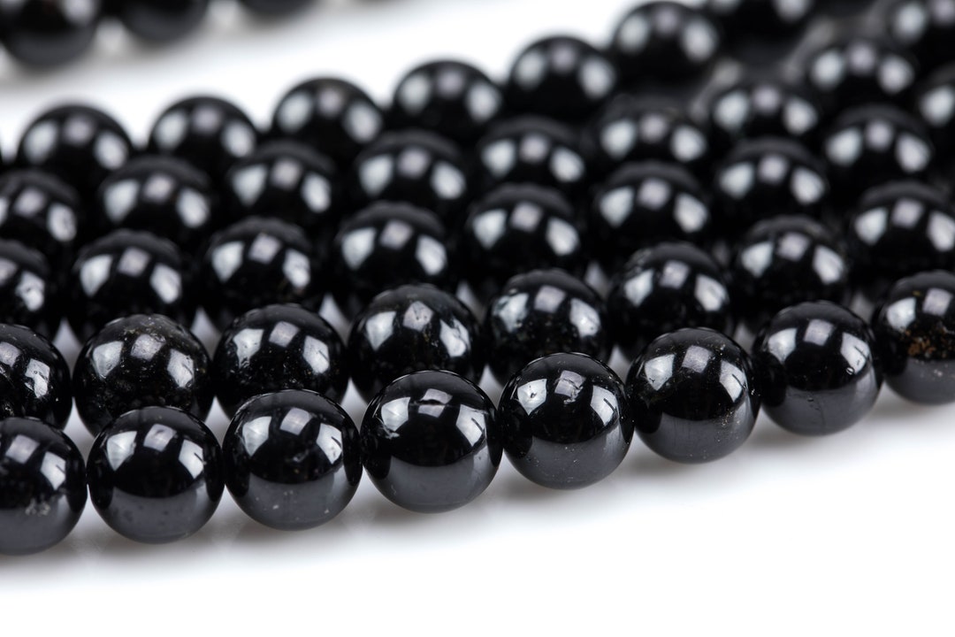 Natural Black Tourmaline Beads Round, 6mm, 8mm, 10mm- Full 15.5 Inch ...