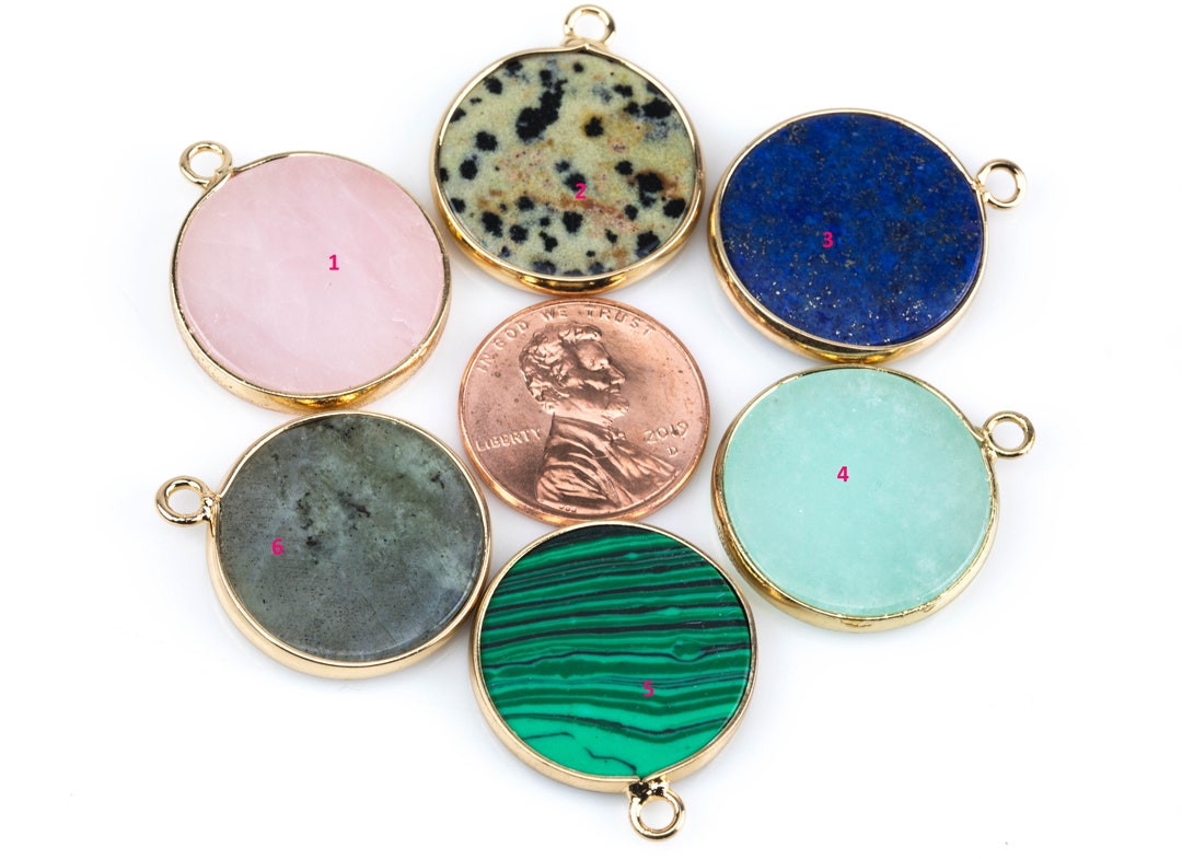 Gemstone Stone Coin Disc - 21mm- 2 Piece per Order - Etsy