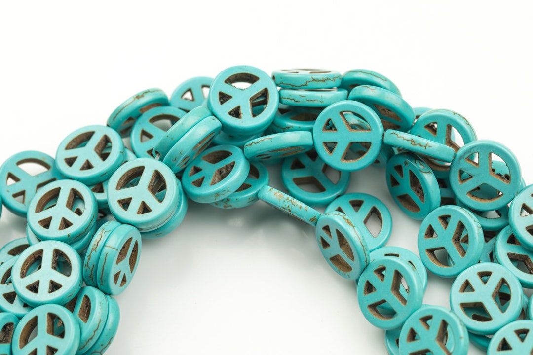 Natural Turquoise Peace Sign 3 Sizes- Full 15 Inch Strand Gemstone ...