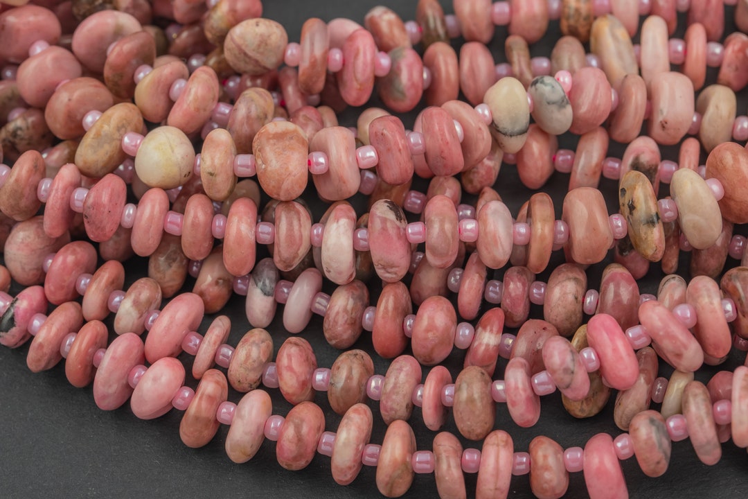 Natural Rhodonite Smooth Freeform Roundel Chip Beads 15.5" Strand - Etsy