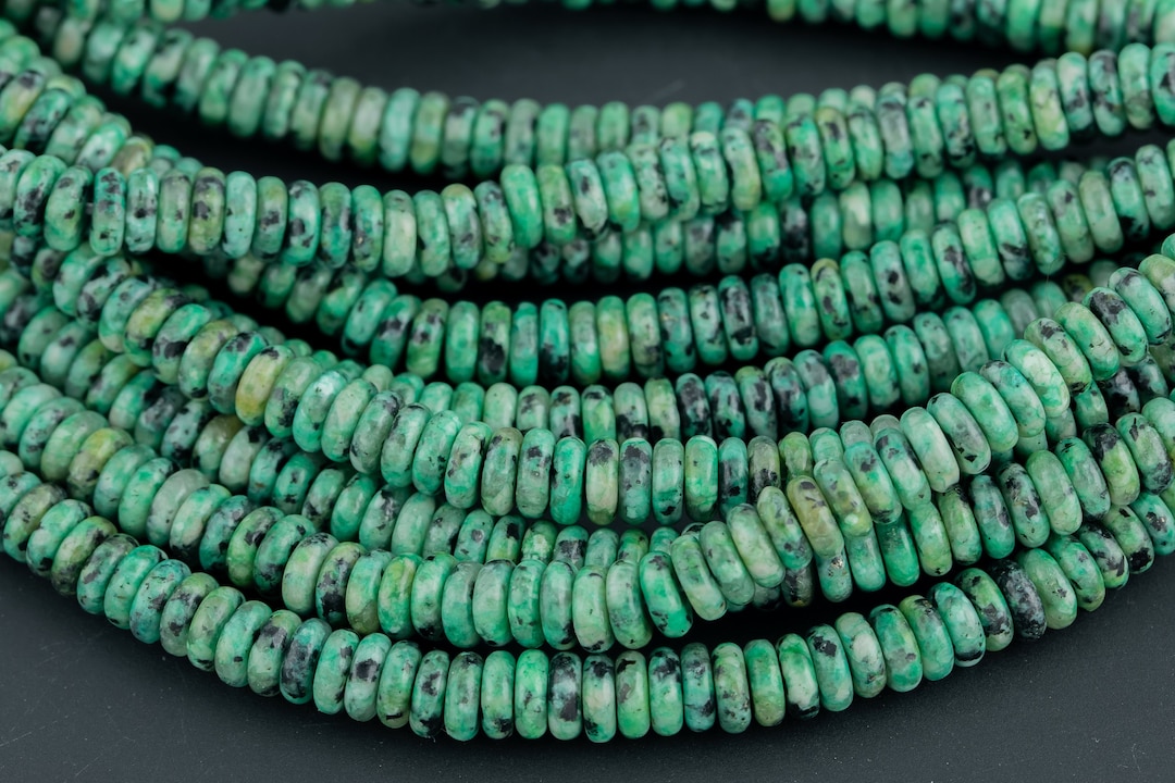 Spotted Green Jade , High Quality in Smooth Saucer Roundel, 2x6mm Flat ...