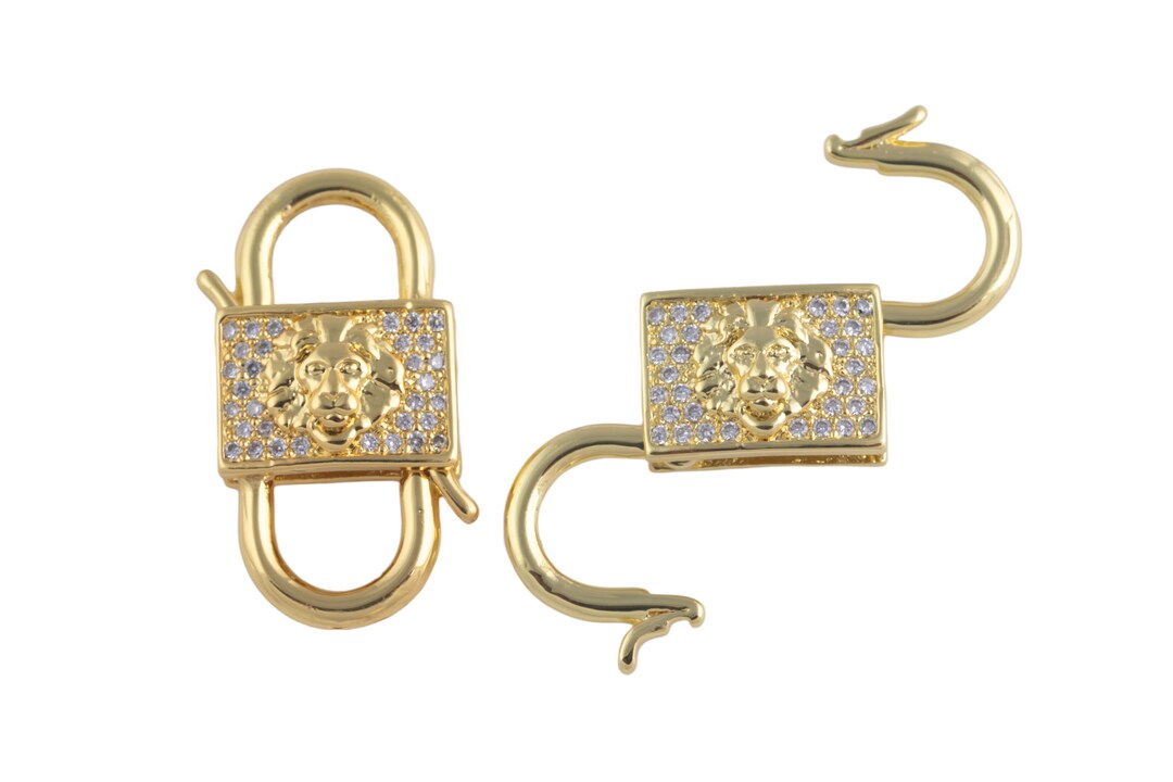 1 Pc 14k Gold Clasp Clicker Lion Clasp, 16x27mm, Flower Clover Double ...