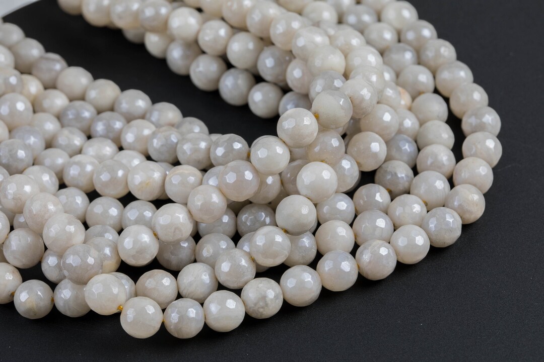 Natural Mystic White Silverite Agate, Faceted Round Sizes 4mm, 6mm, 8mm ...