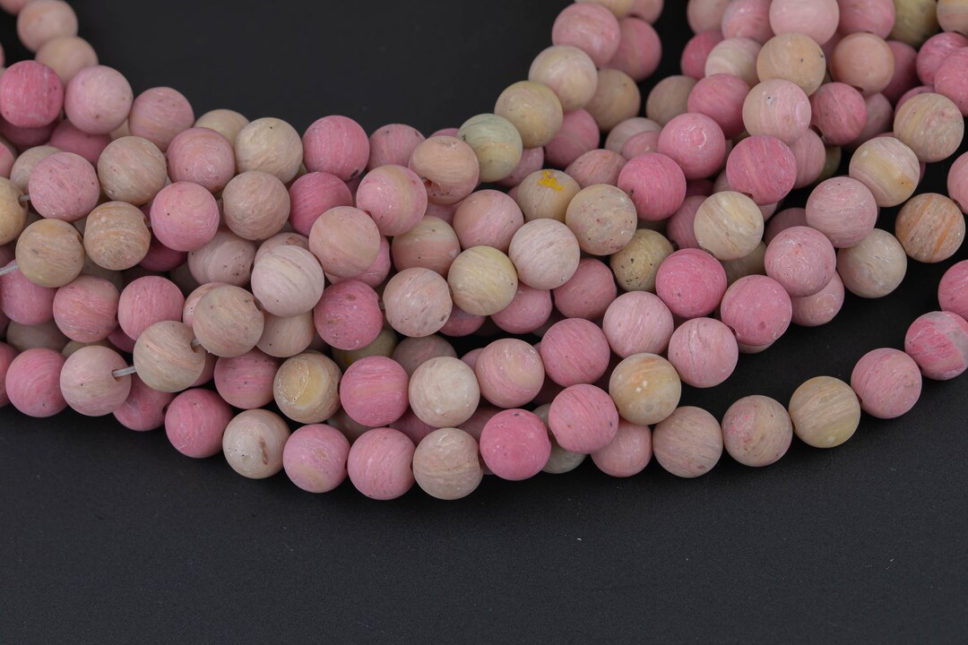 Natural Rhodonite High Quality in Matte Round 4mm, 6mm, 8mm, 10mm, 12mm ...