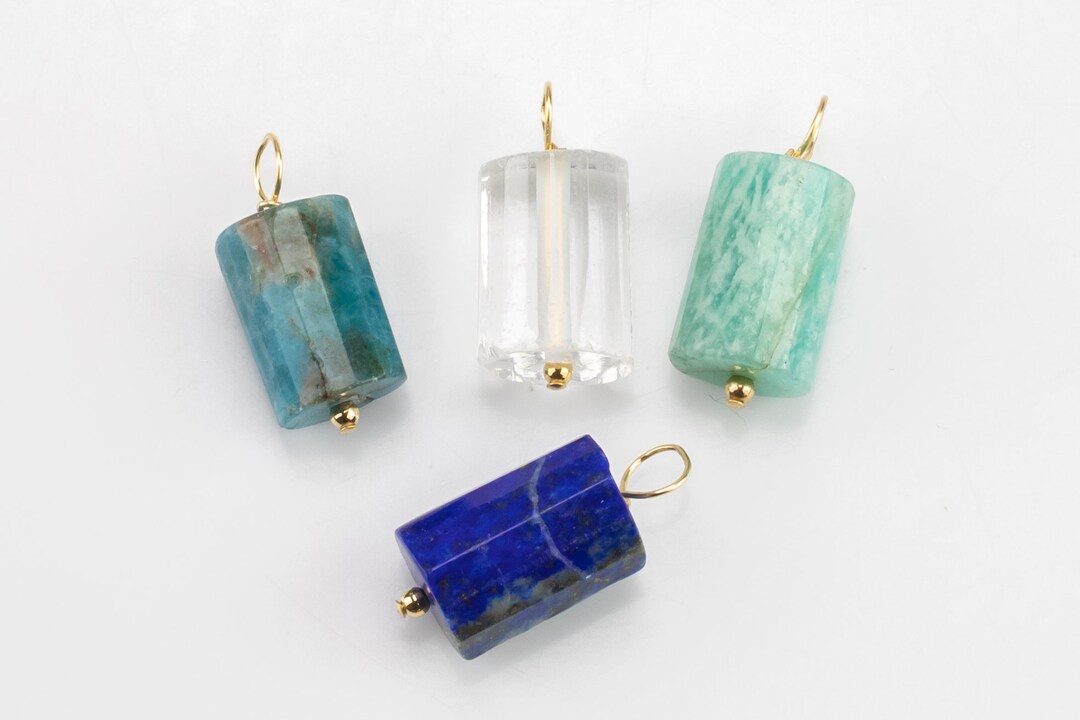 USA Gold Filled Natural Gemstone Barrel Charms Handmade Approx. 10x13mm ...